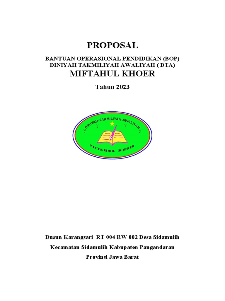 Proposal BOP - DTA Miftahul KHoer | PDF