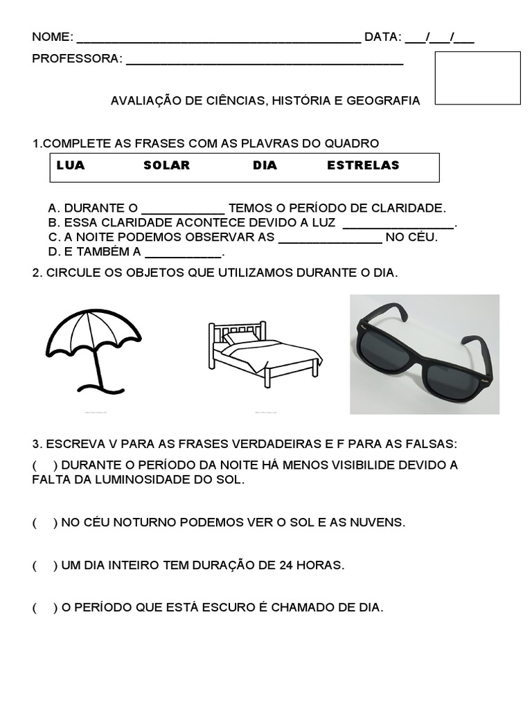 Avaliação de Ciências e Geografia | PDF | Estudos de Línguas ...