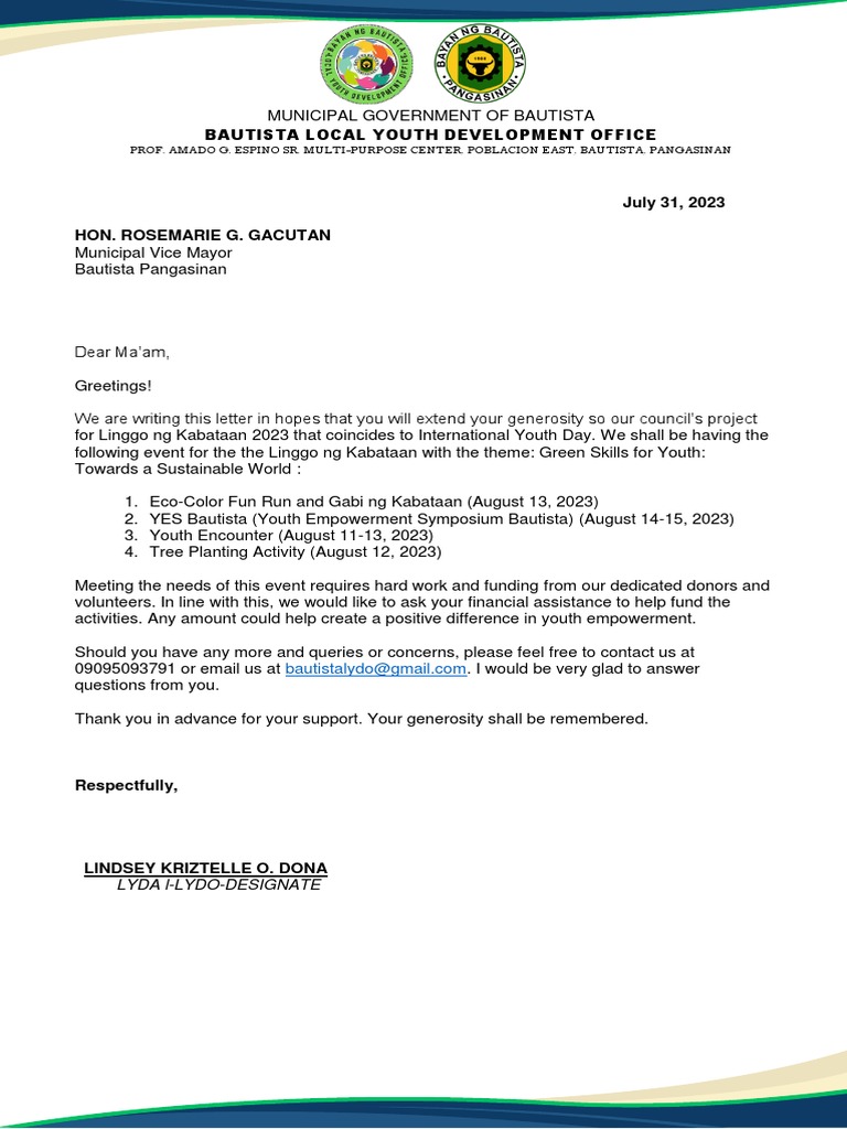 Request Letters | PDF | Creativity | Youth