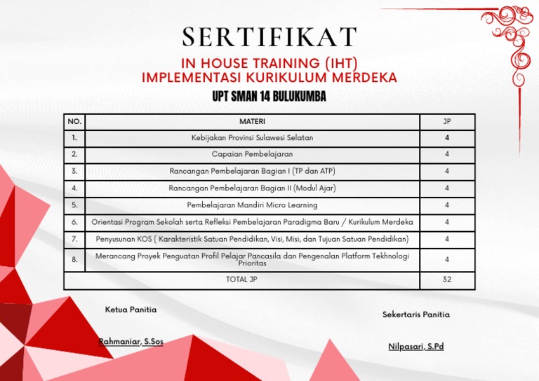 (Buat Banyak 1) White and Red Modern Achievement Certificate | PDF