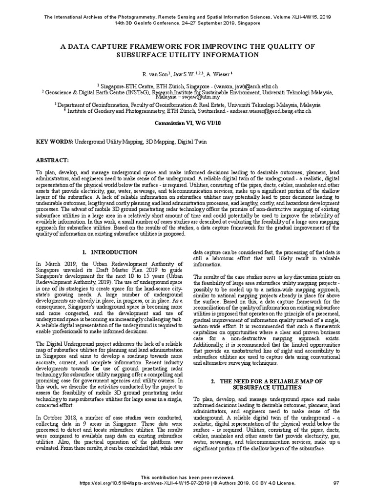 A Data Capture Framework For Improving The Quality Of Subsurface Utility