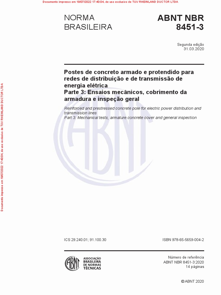 Ensaios em Postes de Concreto NBR 8451-3 | PDF