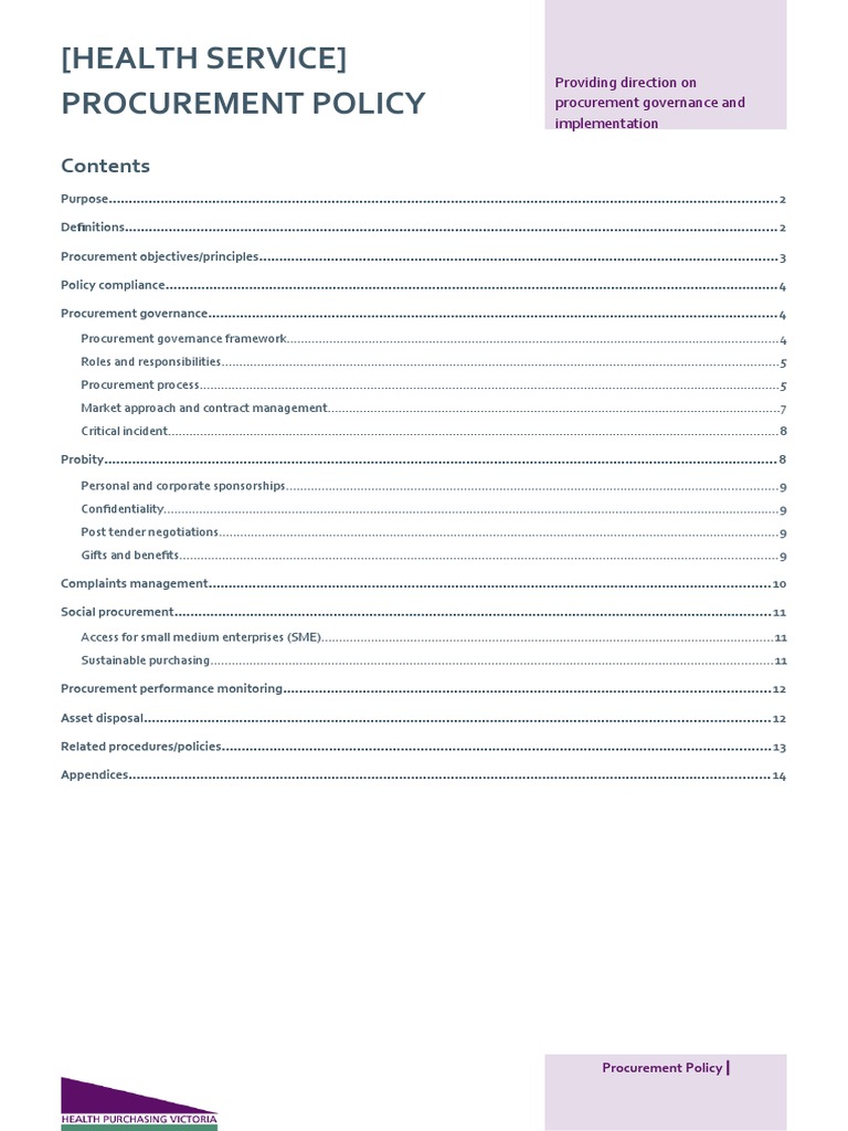 Procurement Policy Template | PDF | Procurement | Governance