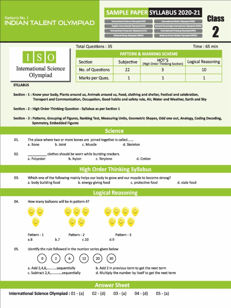 ISO Class 2 Sample Paper | PDF