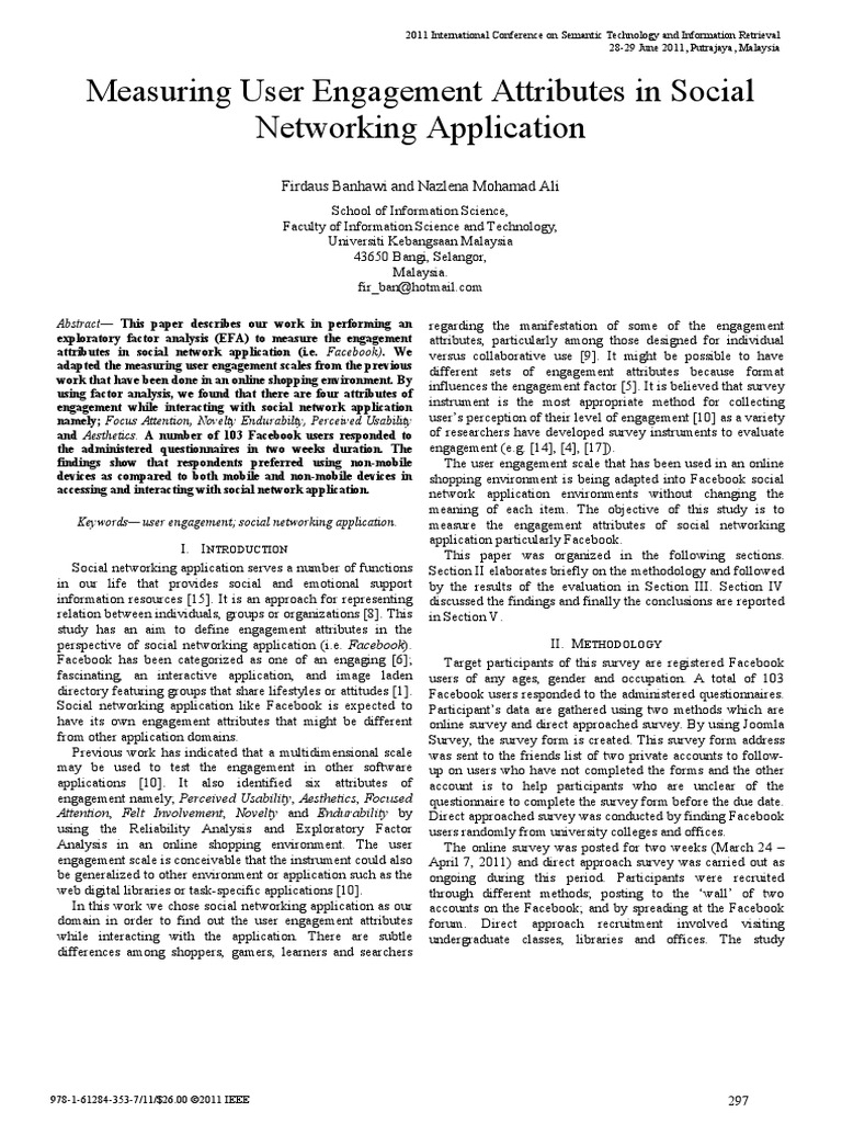 Measuring User Engagement Attributes in Social Networking Application ...