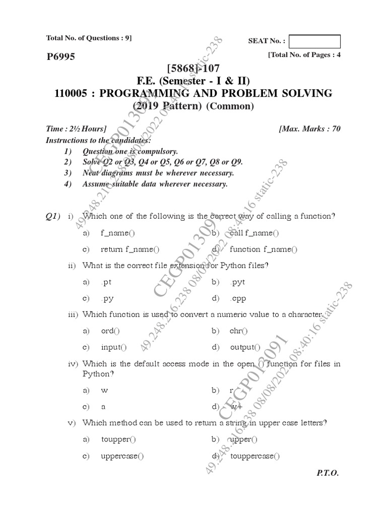 Pps 2022 Endsem | Download Free PDF | Object Oriented Programming | Class (Computer Programming)