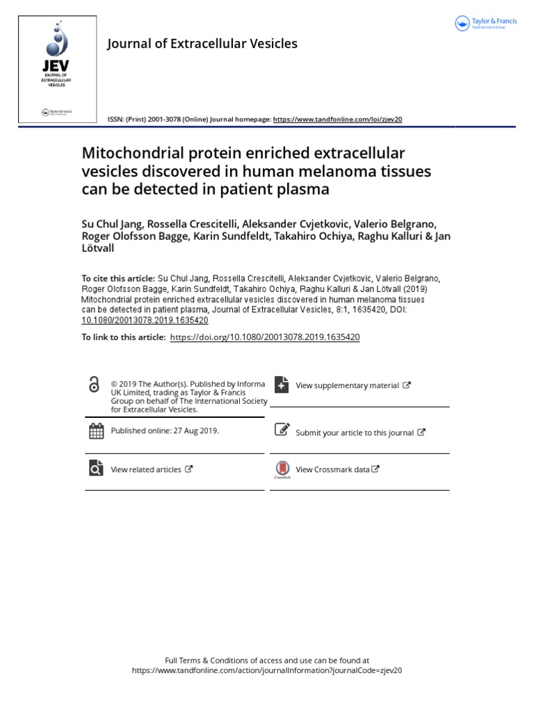 Mitochondrial Protein Enriched Extracellular Vesicles Discovered in ... Mitochondrial Protein Enriched Extracellular Vesicles Discovered in ...