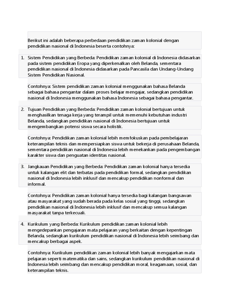Perbedaan Pendidikan Zaman Kolonial Dengan Pendidikan Nasional Di ... Perbedaan Pendidikan Zaman Kolonial Dengan Pendidikan Nasional Di ...