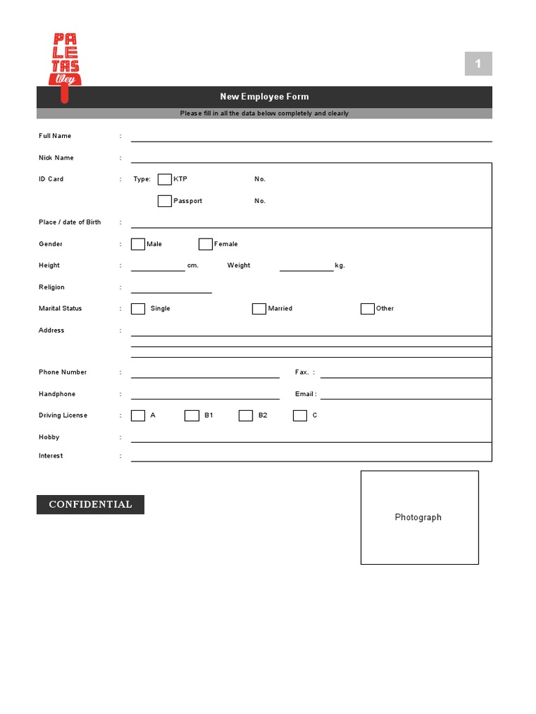 New Employee Form For New Candidate | PDF | Business