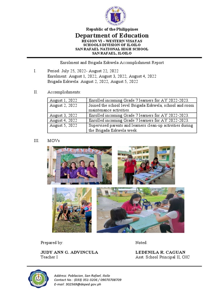 Accomplishment Report | PDF