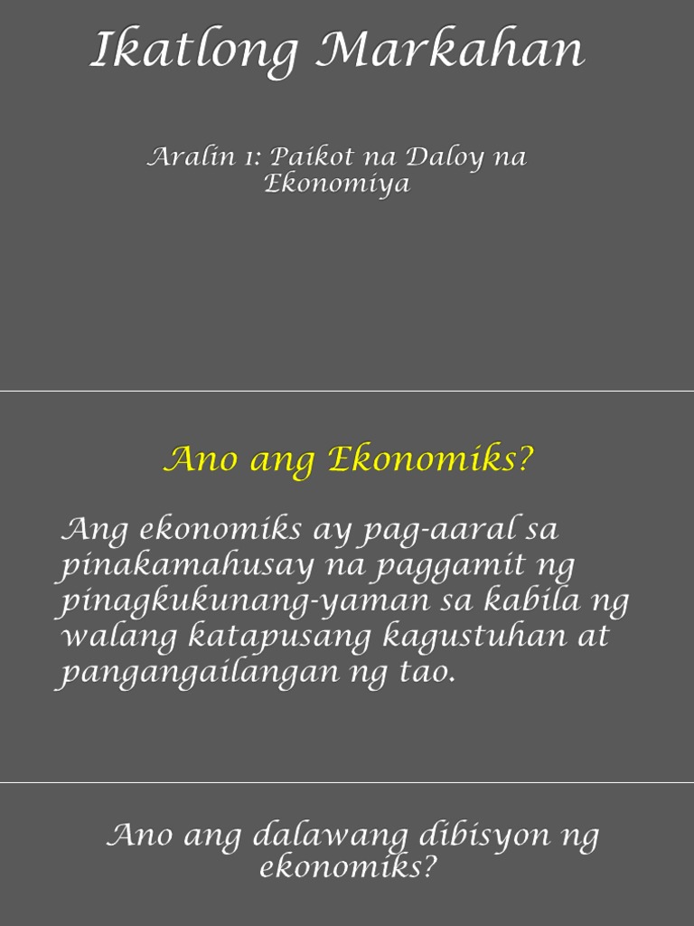 Ap 9 Q3 Lesson 1 Paikot Na Daloy NG Ekonomiya | PDF