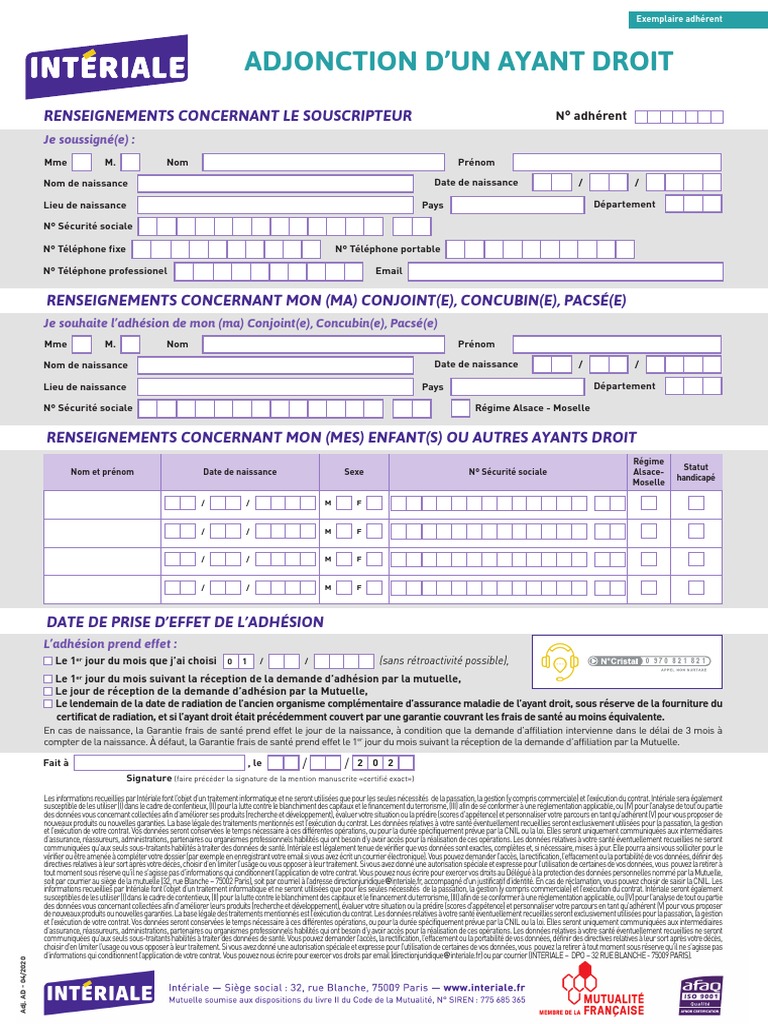 Adjonction D'un Ayant Droit | PDF
