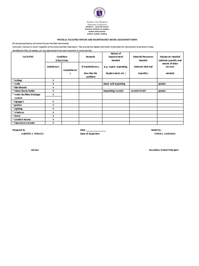 Classroom Repair and Mentenance Report | PDF