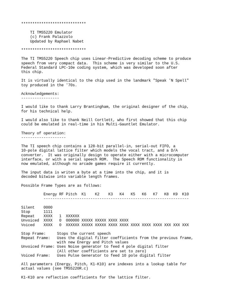 Tms 5220 | PDF | Signal Processing | Applied Mathematics
