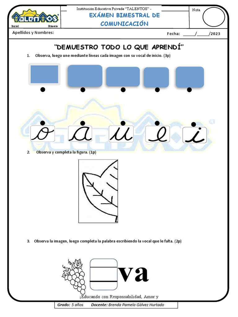 Examen BIMESTRAL DE Comunicacion | PDF Examen BIMESTRAL DE Comunicacion | PDF