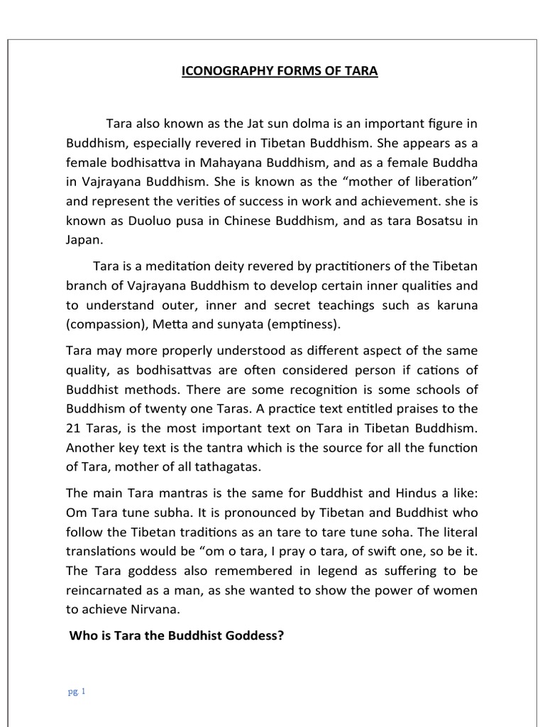 Iconography Forms of Tara | PDF | Tibetan Buddhism | Bodhisattva