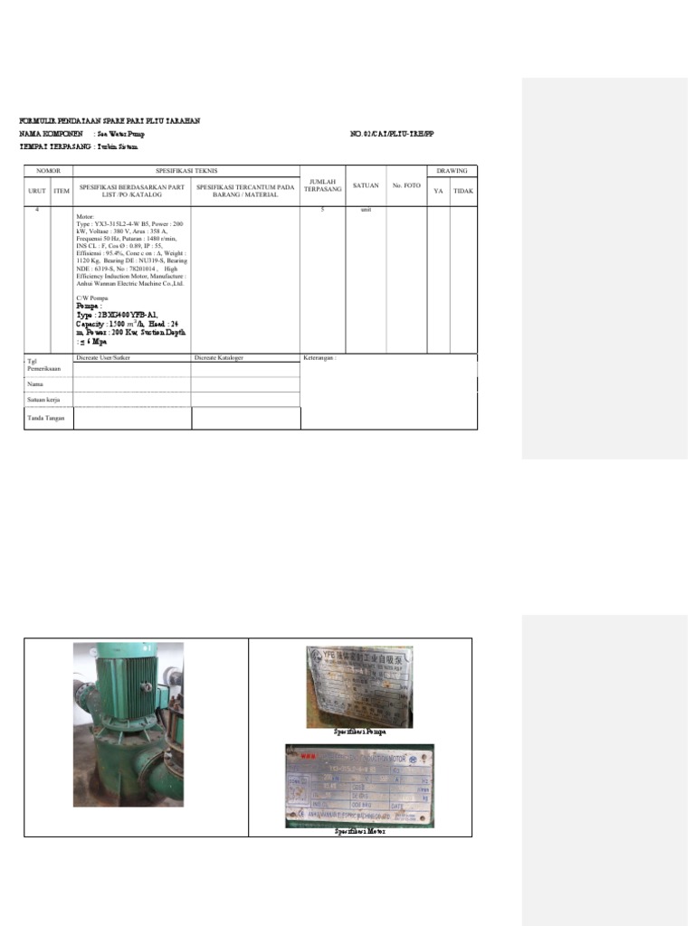 Spesifikasi Motor SWP | PDF