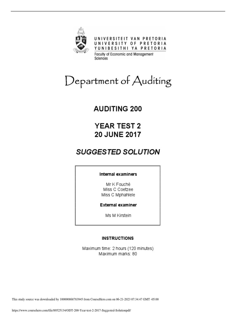 ODT 200 Year Test 2 2017 Suggested Solution PDF | PDF | Internal ...