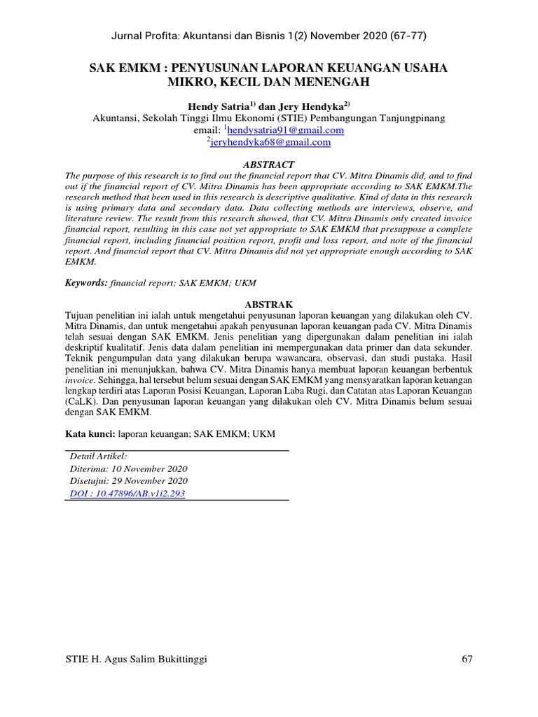 Sak Emkm Penyusunan Laporan Keuangan Usa | PDF | Pengelolaan Keuangan ...