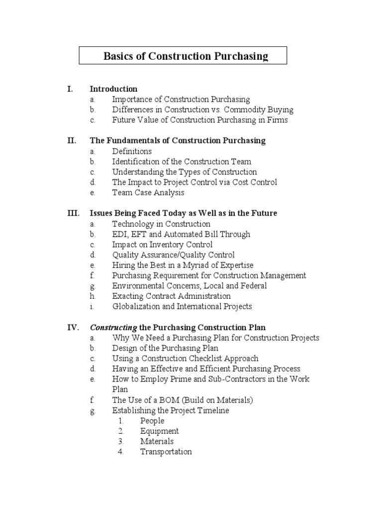 Construction Purchasing | PDF | Business | Economies