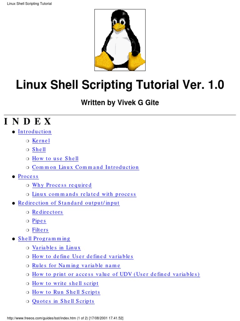 Linux Shell Scripting Tutorial Ver 1 0 W | PDF | Language Arts & Discipline | Foreign Language ...