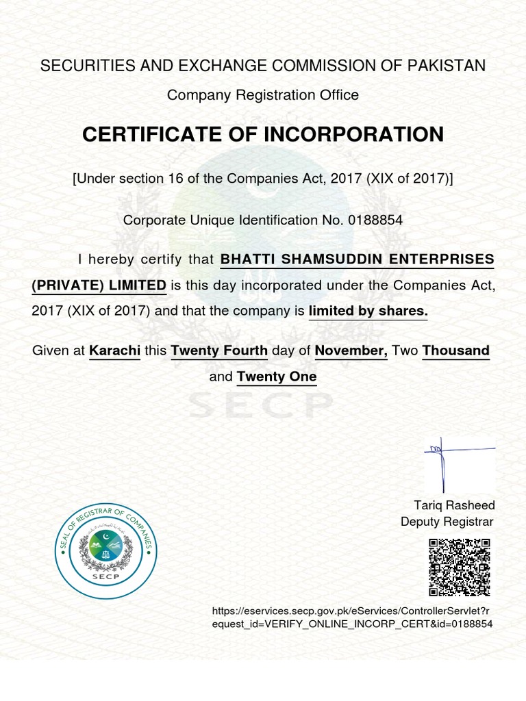 BSE SECP Certificate | PDF