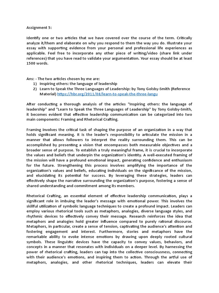 Assignment 5 - Writing | PDF