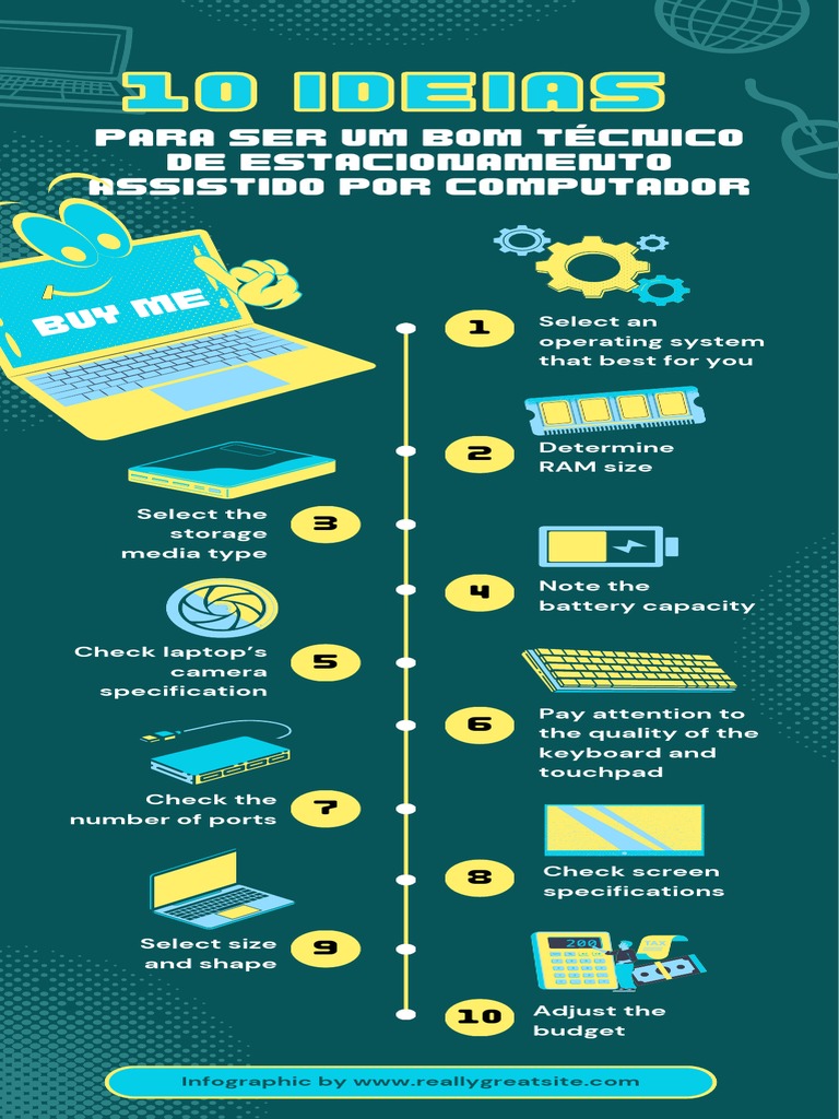 Green Illustrative How To Choose Laptop Tips Infographic | PDF