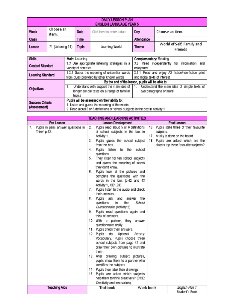 Learning World (Lesson 71-88) | PDF | Lesson Plan | Communication