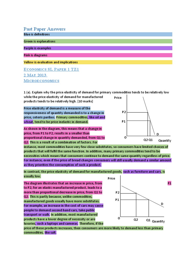 Economics Example Answers Paper 1 | PDF | Elasticity (Economics) | Demand