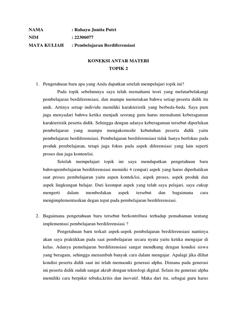Koneksi Antar Materi Topik 2 PB | PDF