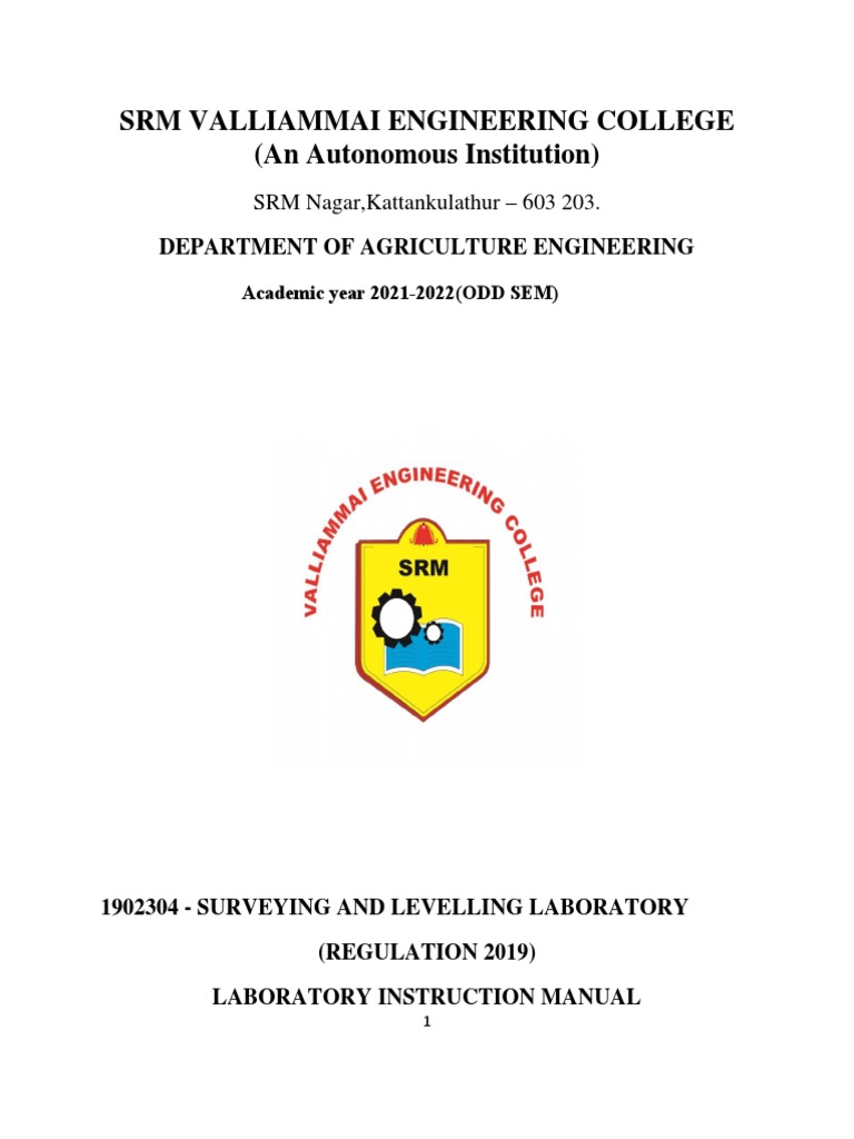 Surveying and Levelling Lab Manual | PDF | Surveying | Compass Surveying and Levelling Lab Manual | PDF | Surveying | Compass