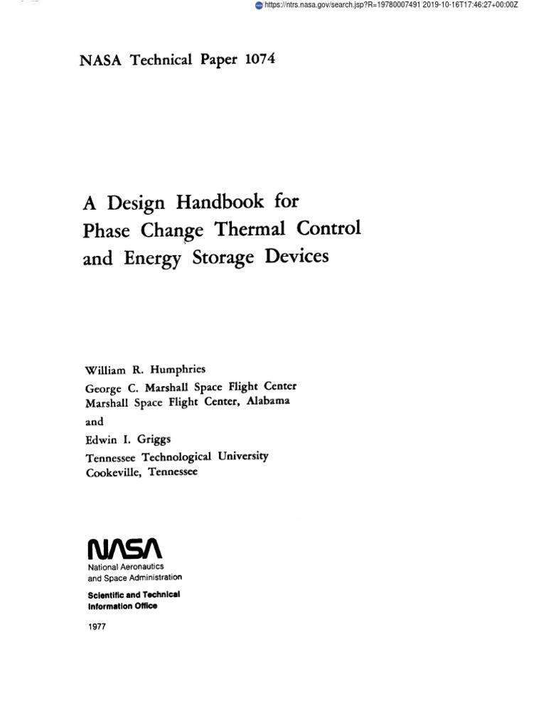 A Design Handbook For Phase Change Thermal Control and Energy Storage ...