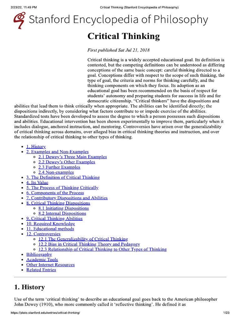 Critical Thinking | PDF