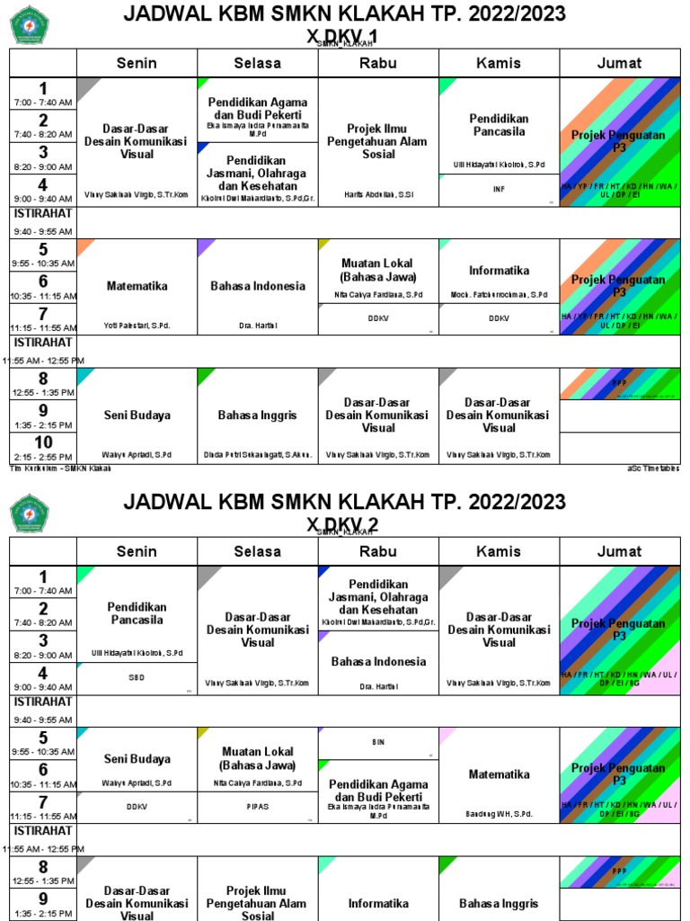 Jadwal Kelas Semester Ganjil TP 2023_2024 | PDF