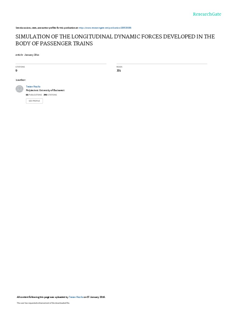Simulation of The Longitudinal Dynamic Forces Developed in The Body of ...
