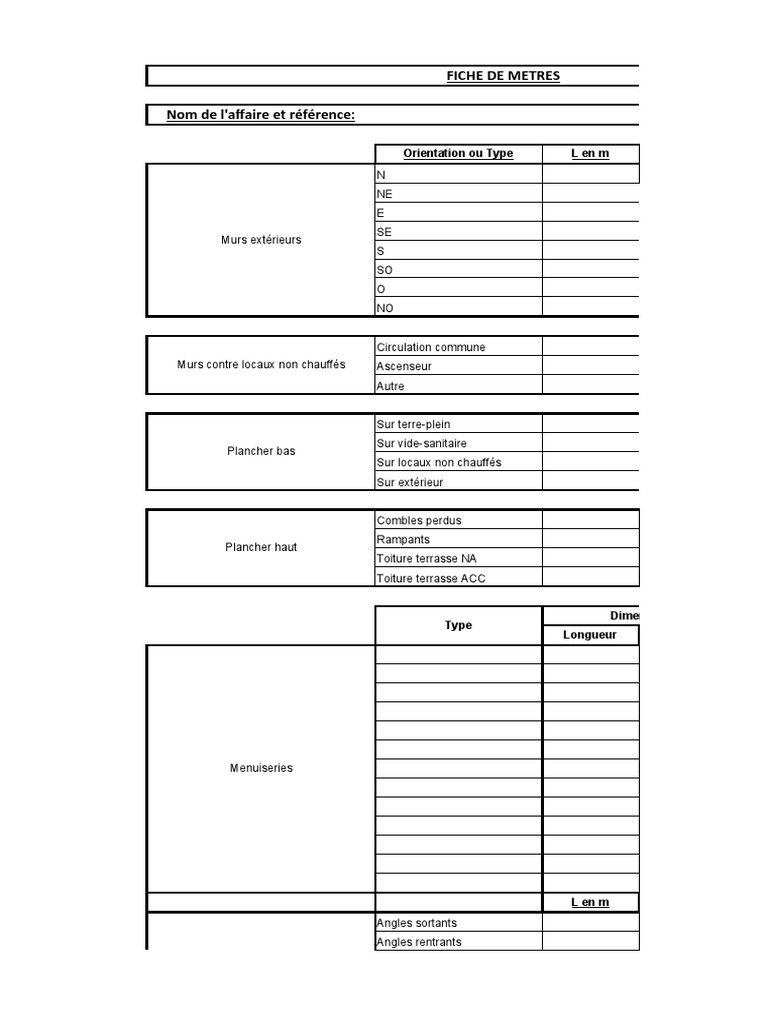 Fiche de Métrés | Download Free PDF | Génie du bâtiment | Ingénierie civile