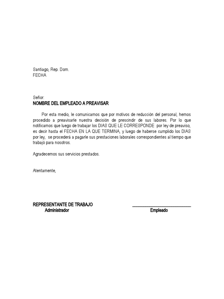 Modelo de Preaviso | PDF