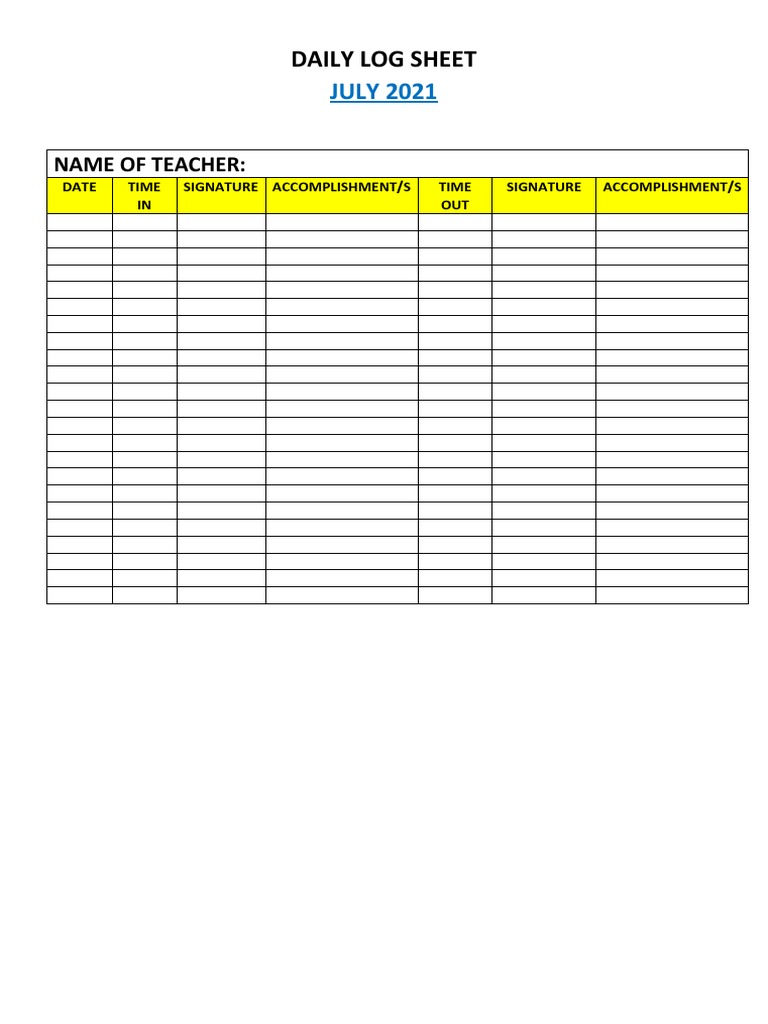 Daily Log Sheet Brigada | PDF
