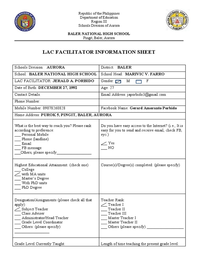 LAC Faci Information Sheet | PDF