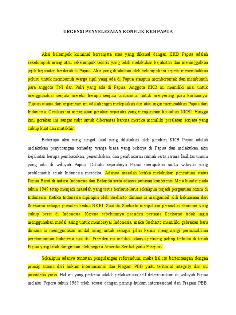 Urgensi Penyelesaian Konflik KKB Papua | PDF Urgensi Penyelesaian Konflik KKB Papua | PDF