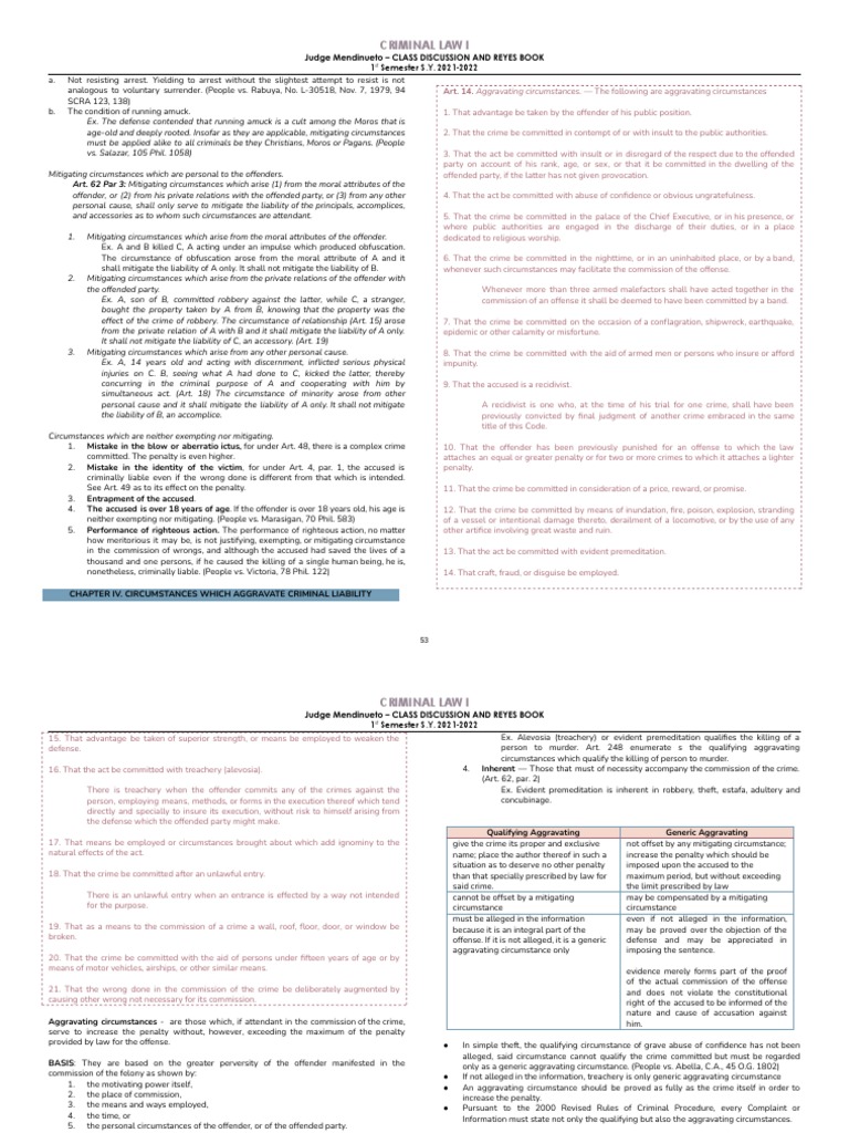 Reviewer For Aggravating Circumstances | PDF | Murder | Crimes