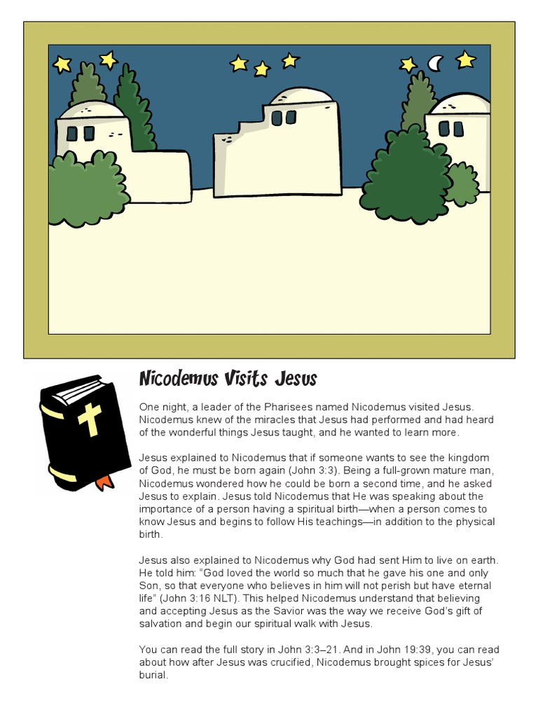 Free Printable Bible Activities For Nicodemus Visits Jesus