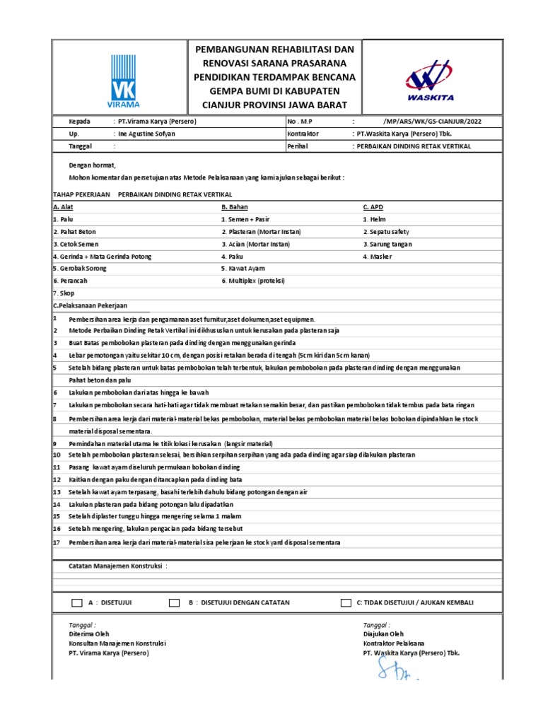 Metode Perbaikan Dinding Retak | PDF