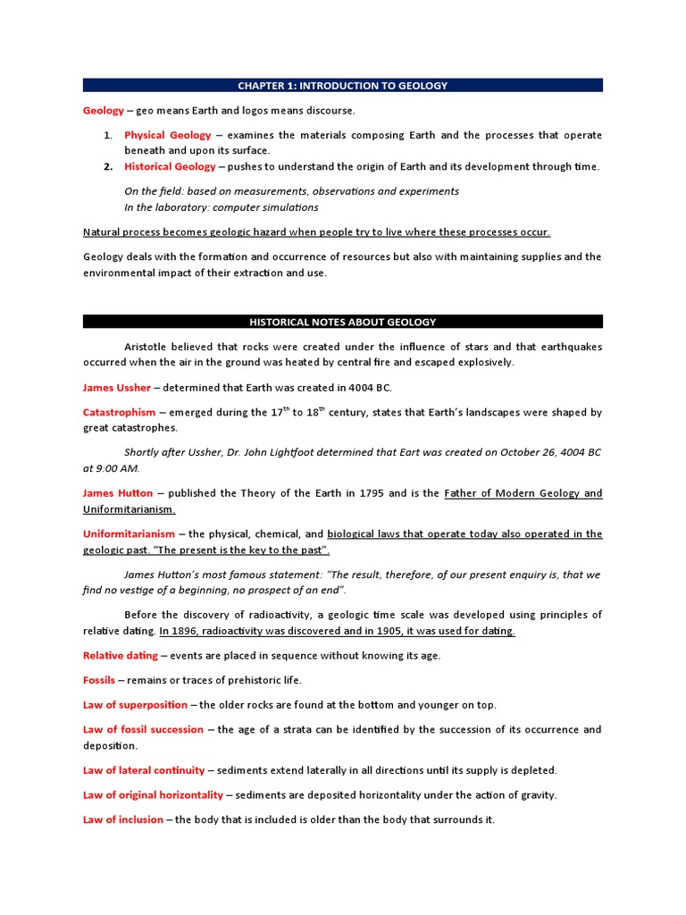 CHAPTER 1 - Principles of Geology | PDF | Plate Tectonics | Seabed