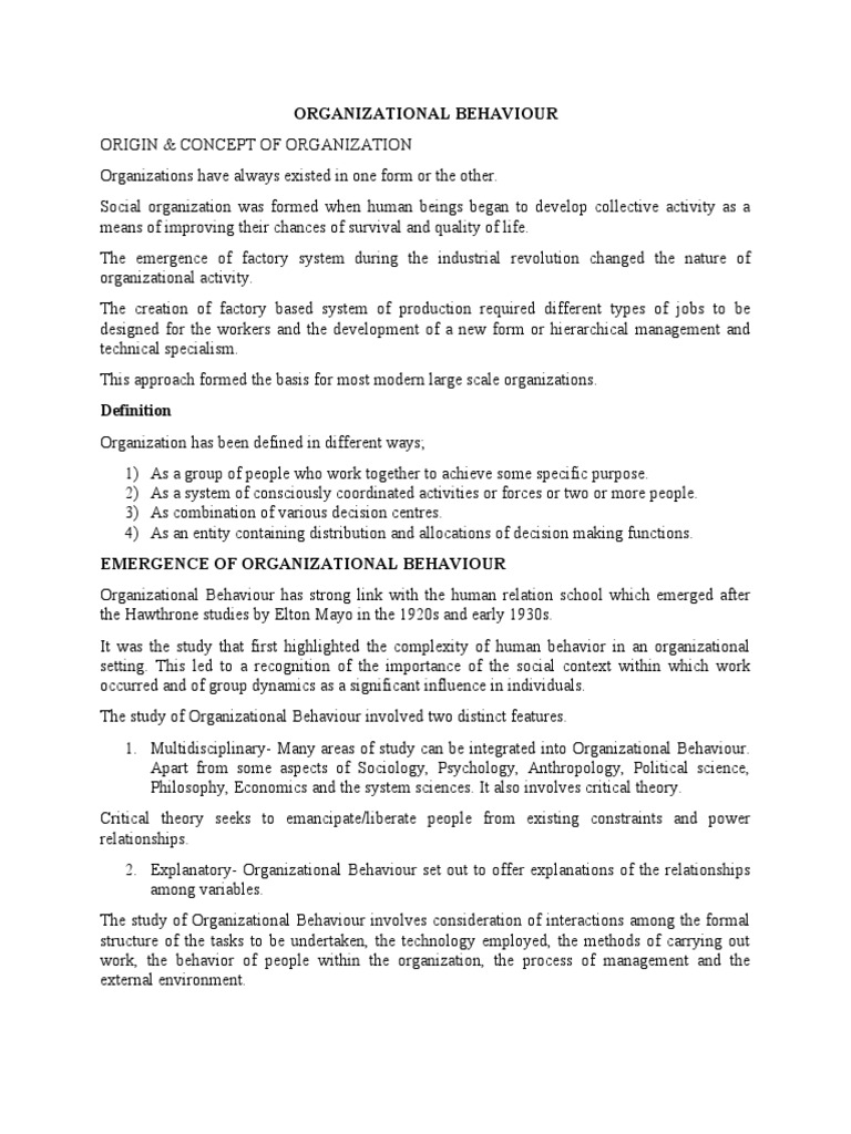 Bus 3202 Organizational Behaviour | PDF | Organizational Behavior ...