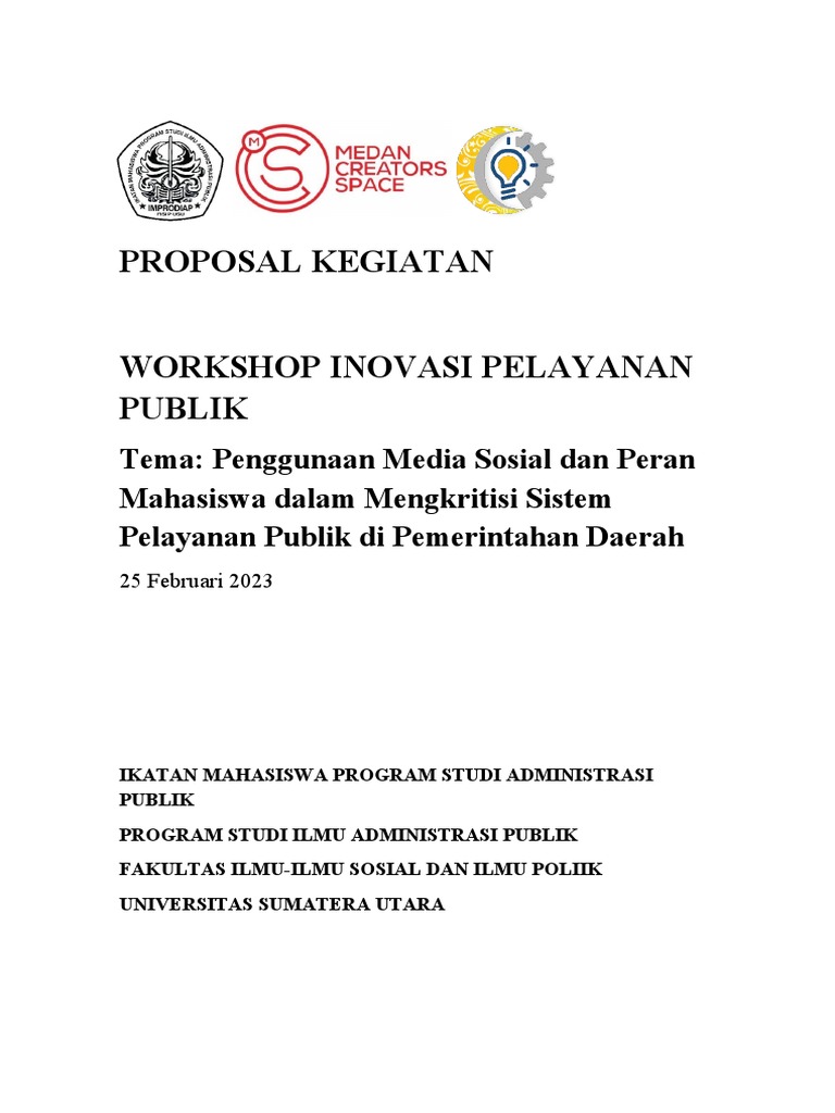 Proposal Workshop Inovasi Pelayanan Publik | PDF