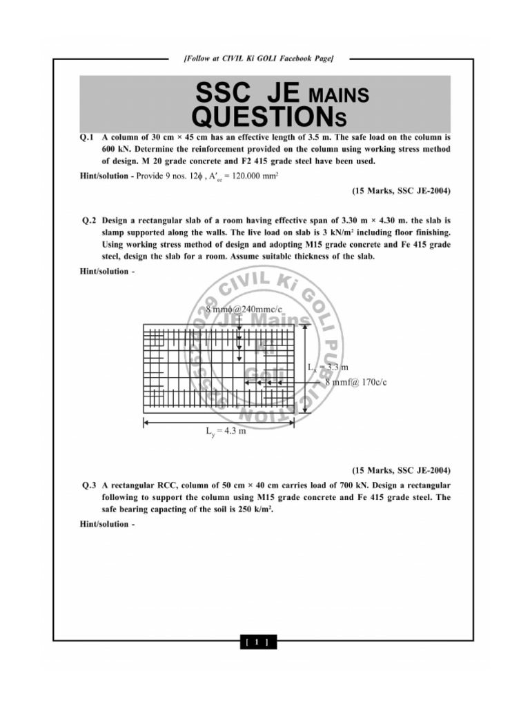 Ssc Je Mains Civil 2004-2020 Papers | PDF | Bending | Mechanical ...