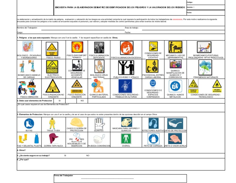 FO-SST-060 Encuesta para La Elaboracion de Matriz de Identificacion Delos Peligros y La ...