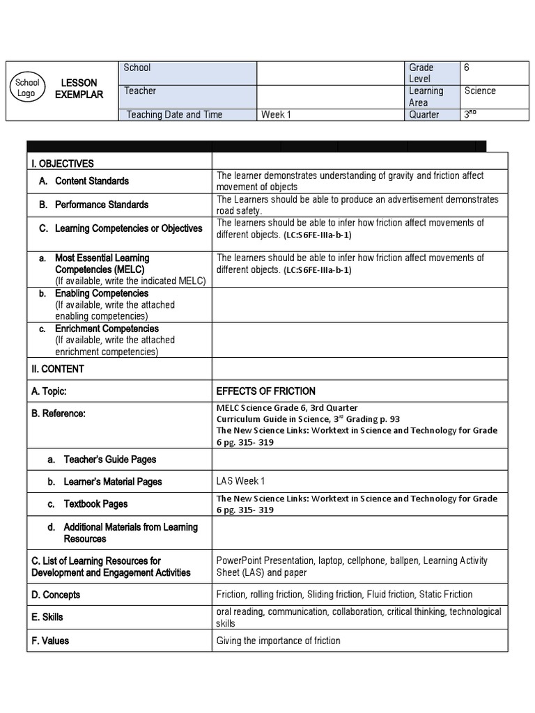 Understanding Friction in Grade 6 Science | PDF | Friction | Learning